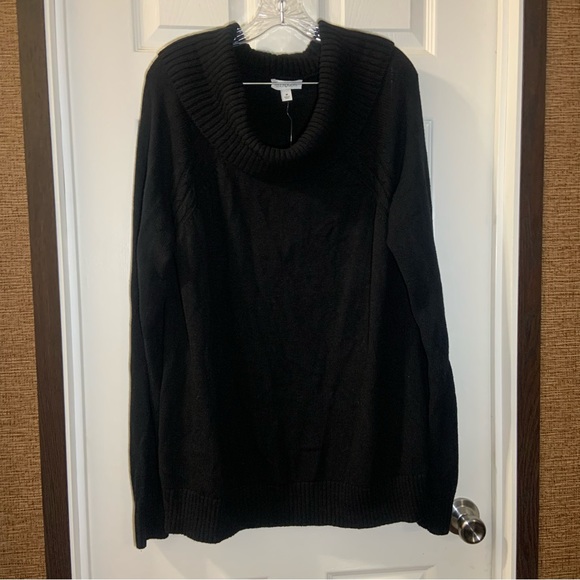Kim Rogers | Sweaters | Nwt Kim Rogers Black Foldover Cowl Neck Sweater ...